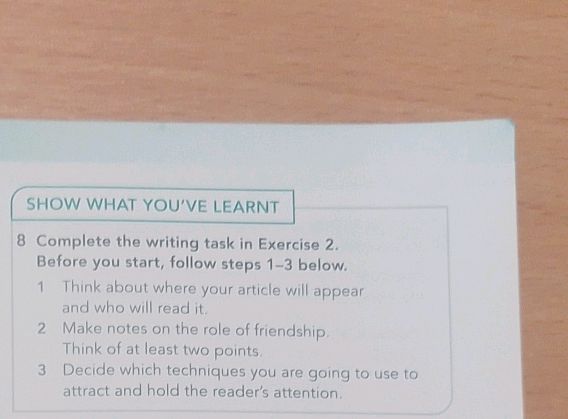 8 Complete the writing task in Exercise 2. | StudyX