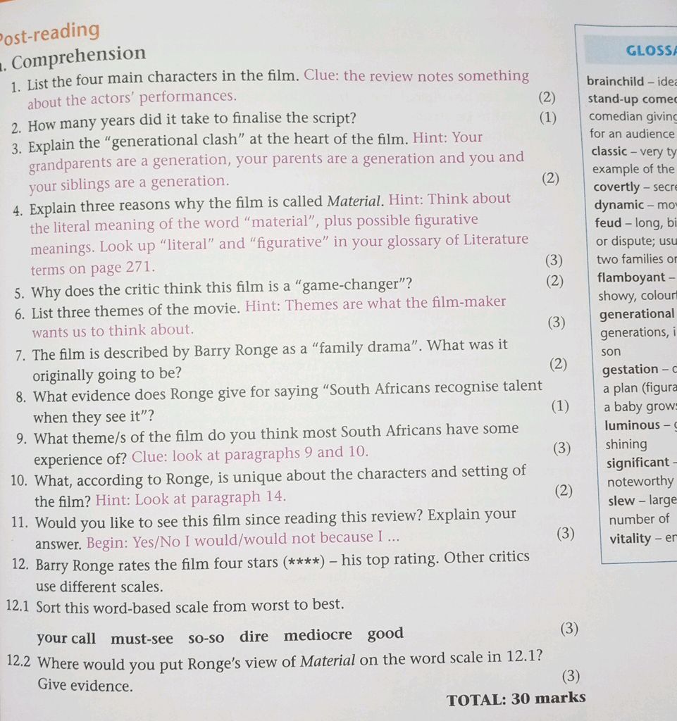 1. List the four main characters in the | StudyX