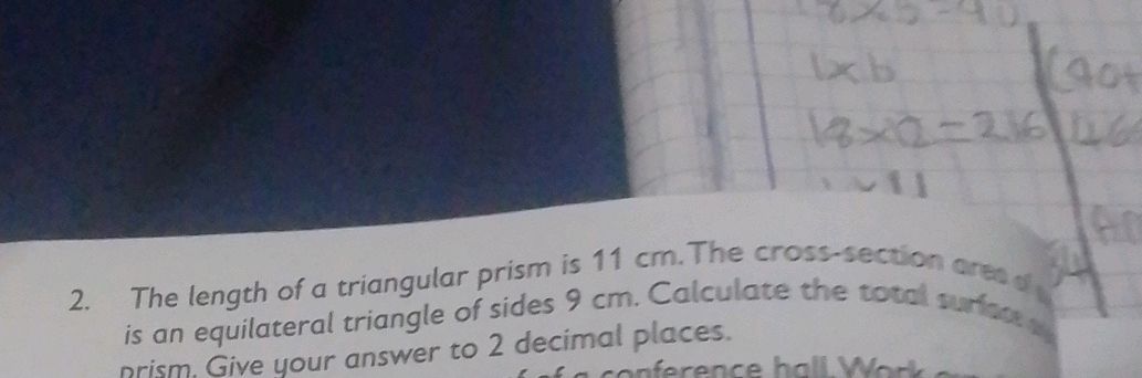 2. The length of a triangular prism is 11 | StudyX