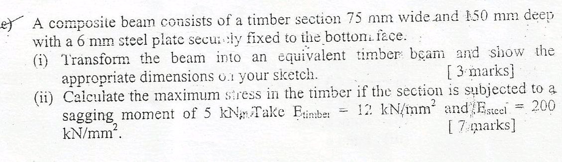 A composite beam consists of a timber | StudyX