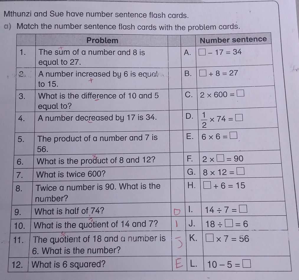 Match the number sentence flash cards with | StudyX