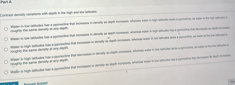 Contrast density variations with depth in