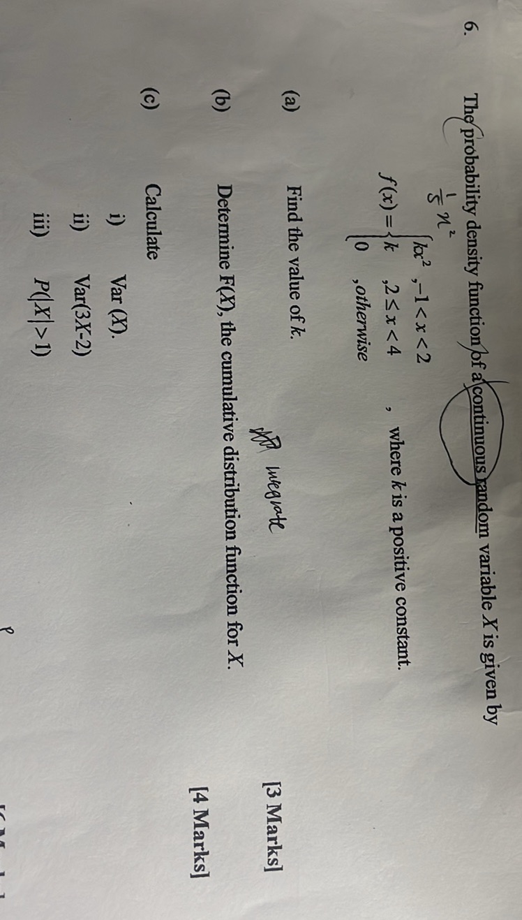 6. The probability density function of a | StudyX