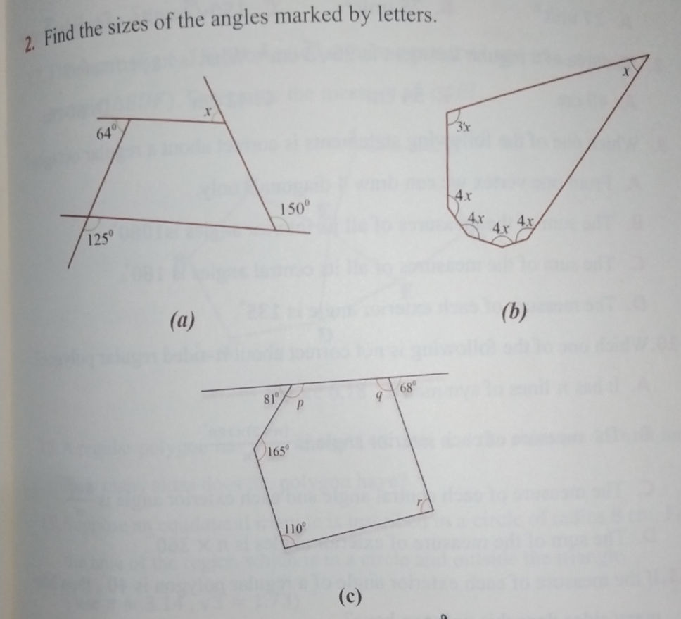 2. Find the sizes of the angles marked by | StudyX