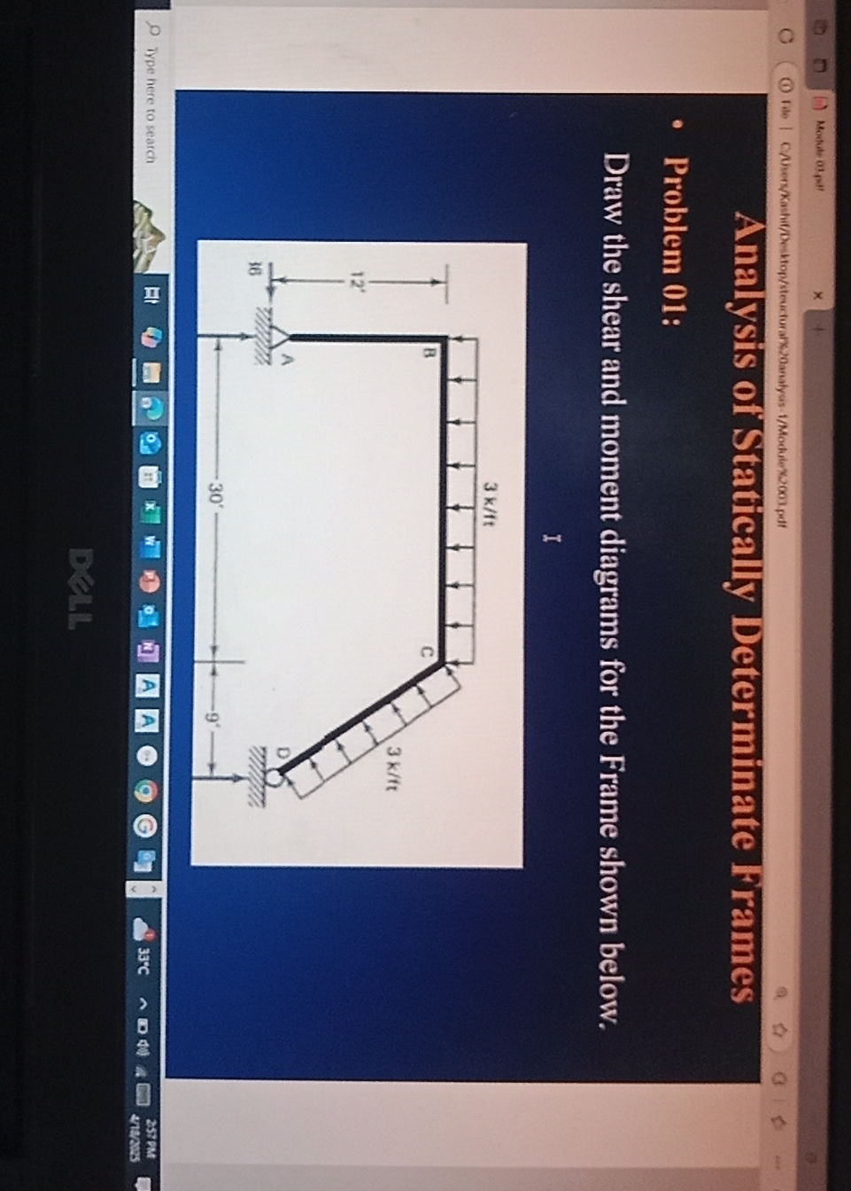 Problem 01: Draw the shear and moment | StudyX