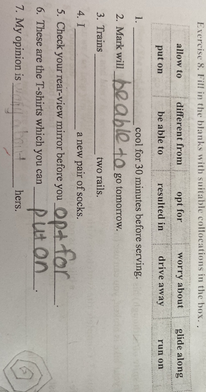 Exercise 8. Fill in the blanks with suitable | StudyX