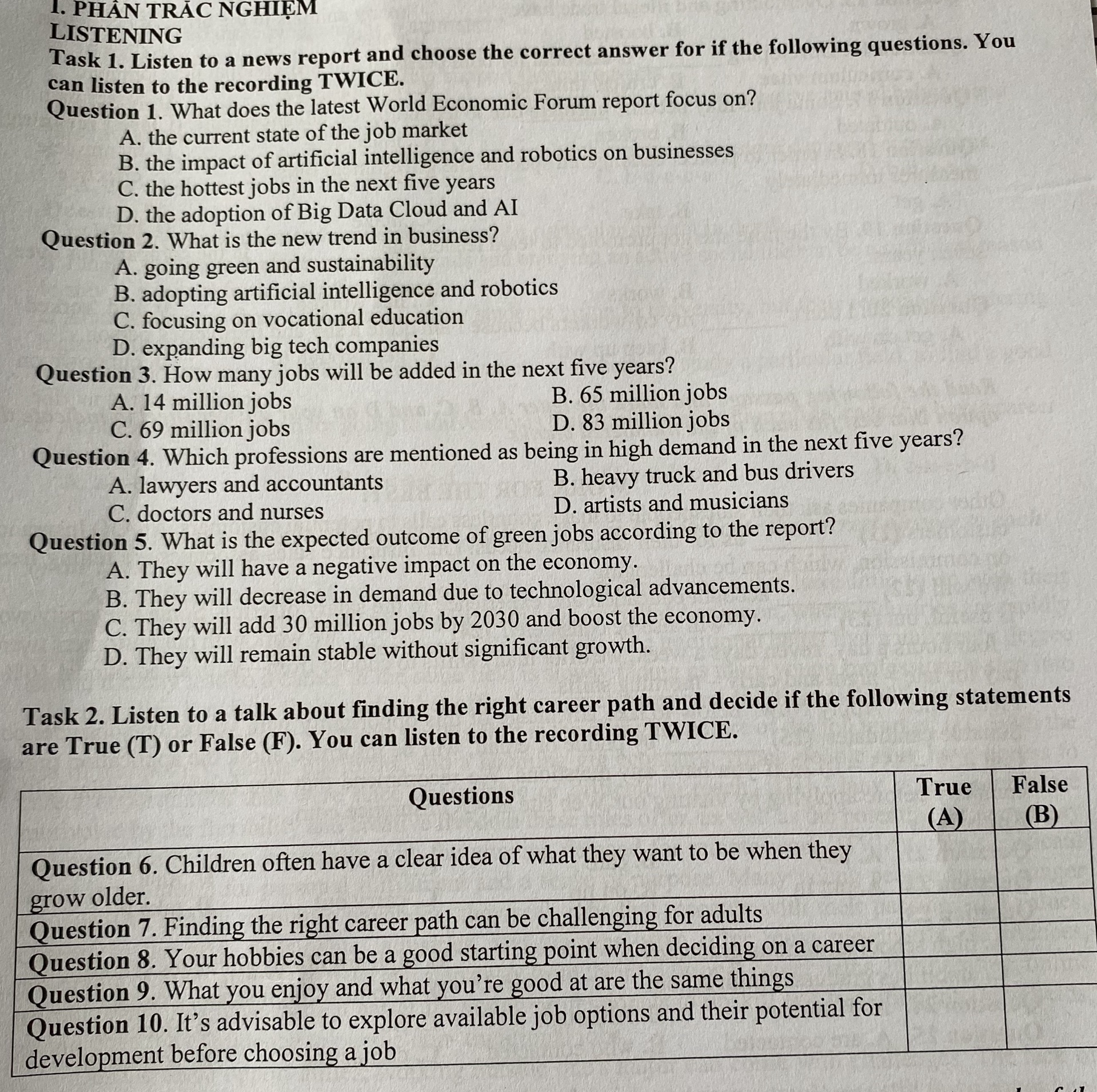 Task 1. Listen to a news report and choose | StudyX