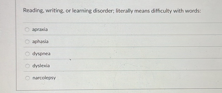 Reading, writing, or learning disorder; | StudyX