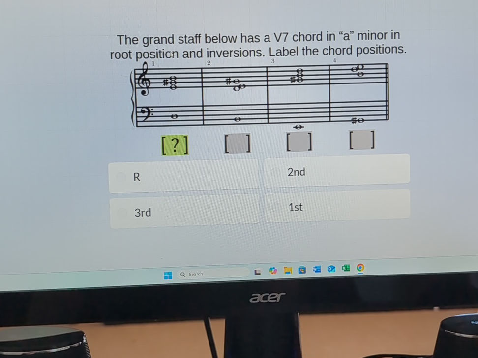 The grand staff below has a V7 chord in "a" | StudyX