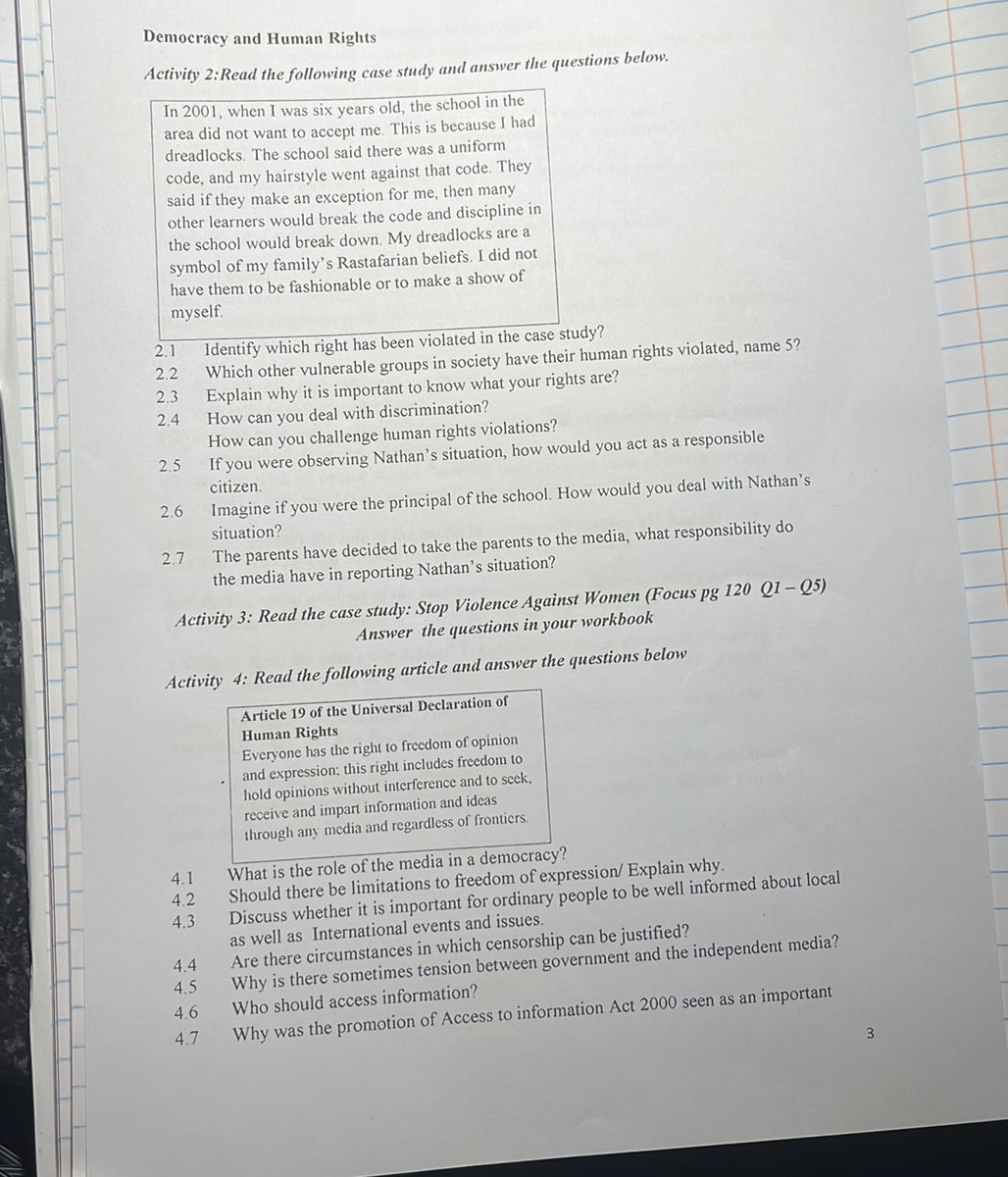 Activity 2: Read the following case study | StudyX