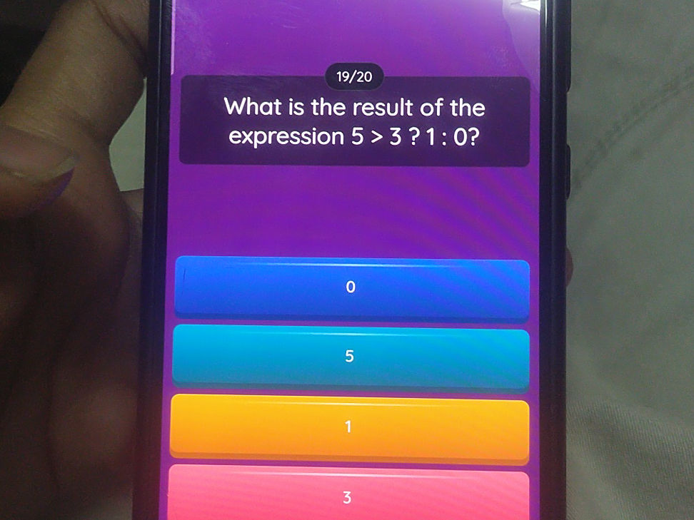 What is the result of the expression 5 > 3