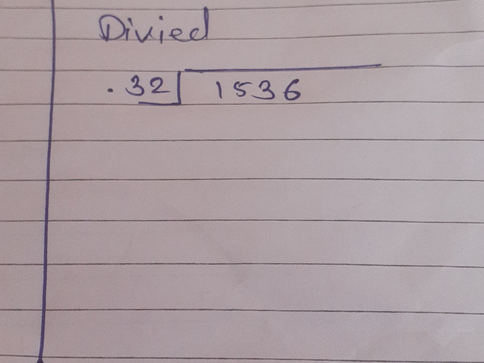 Dividing Decimals: 1536 divided by .32 | StudyX