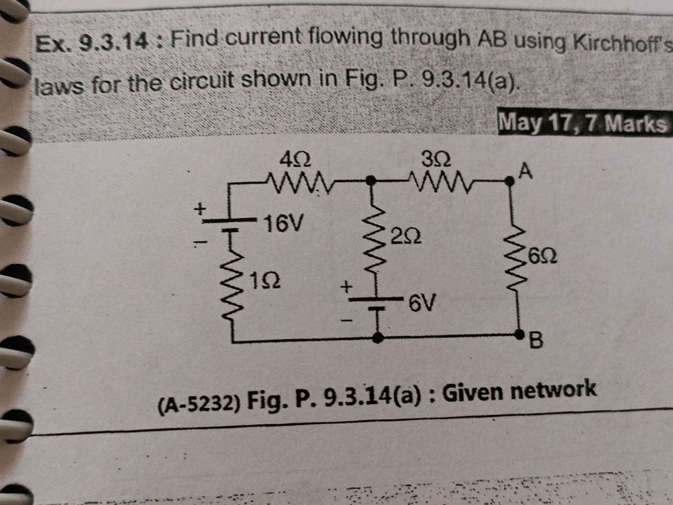 Ex. 9.3.14: Find current flowing through AB | StudyX