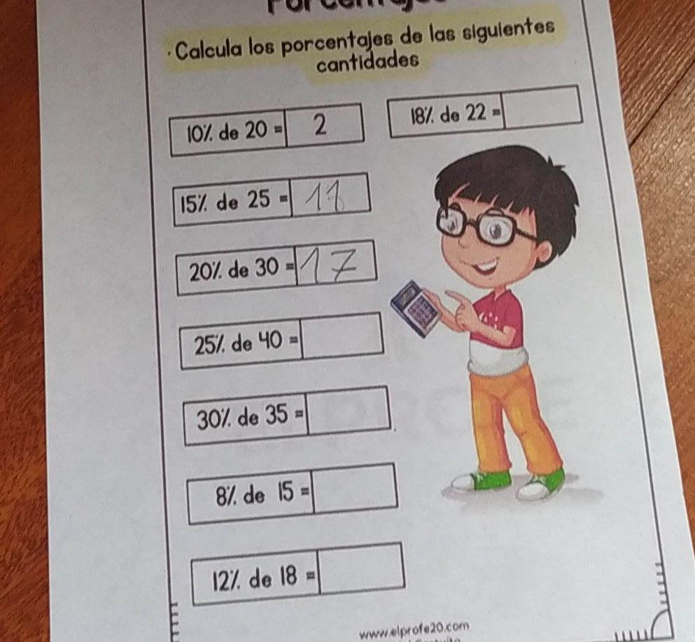 Calcula los porcentajes de las siguientes | StudyX