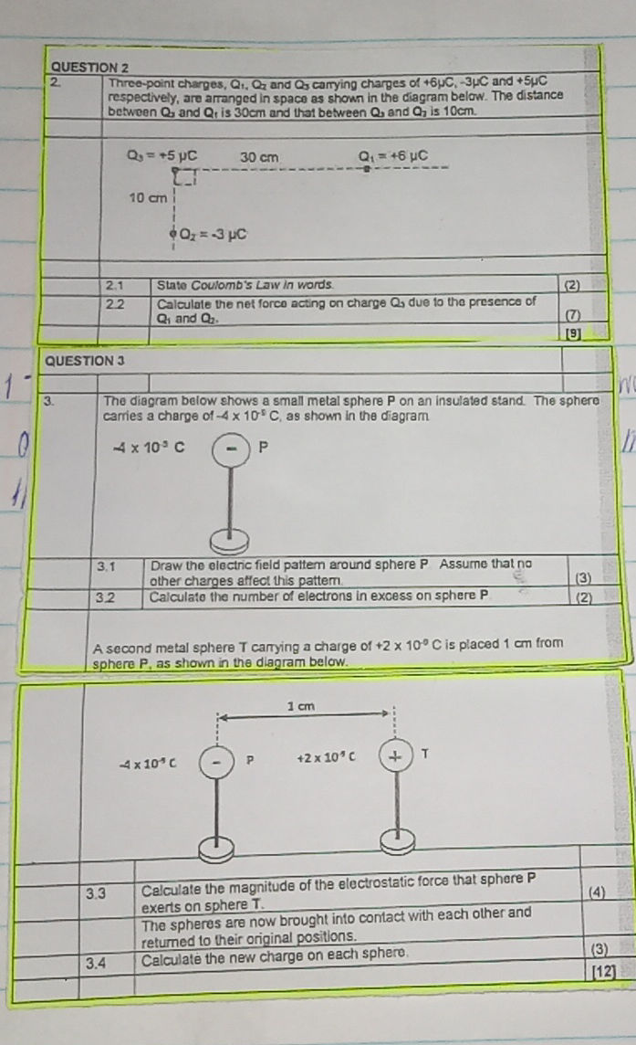QUESTION 2 2. Three-point charges, $Q_1$, | StudyX