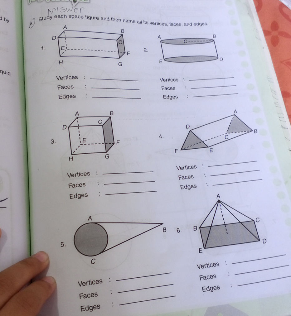 A. Study each space figure and then name all | StudyX