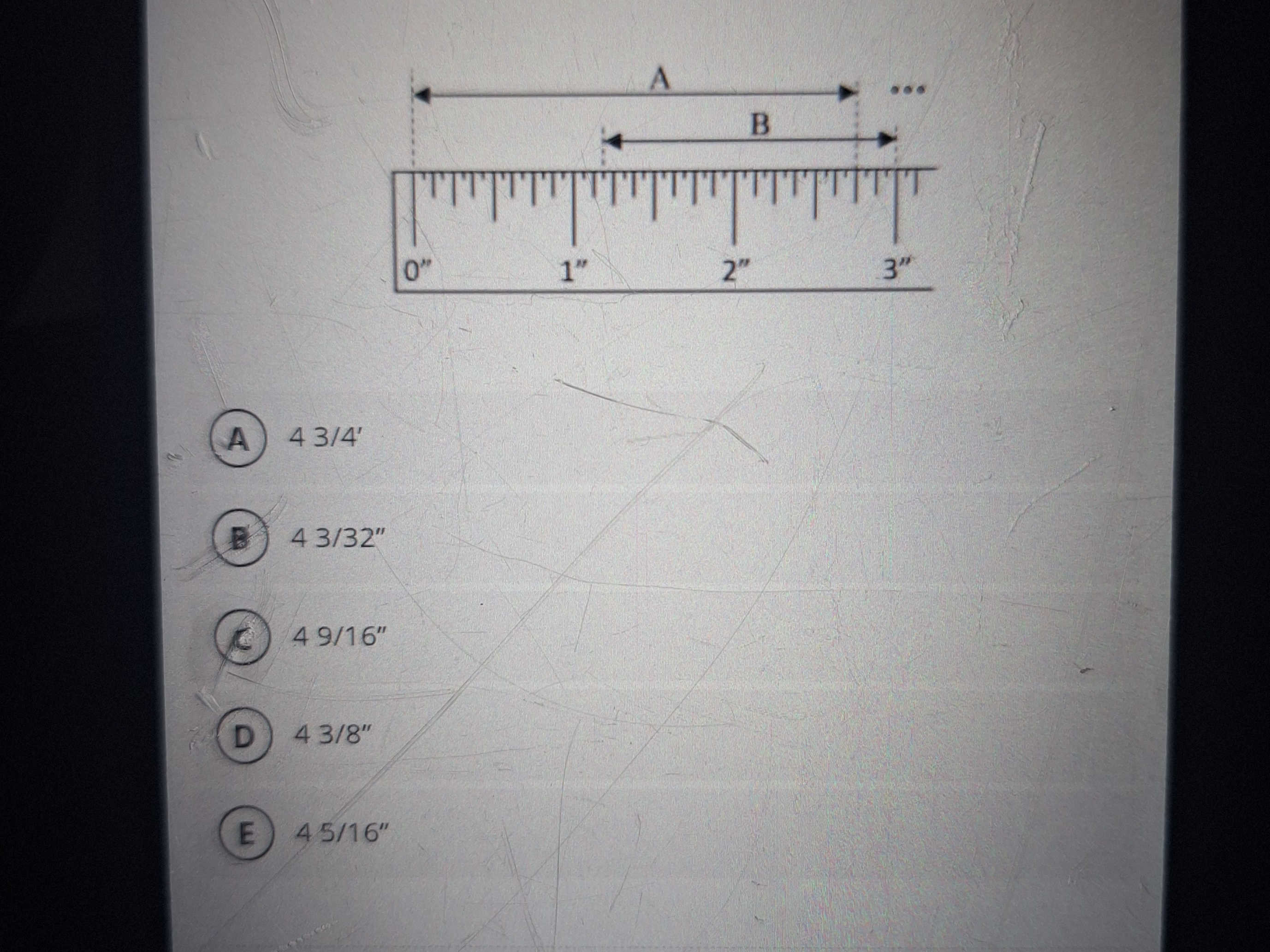 A ruler is shown with a segment labeled A | StudyX