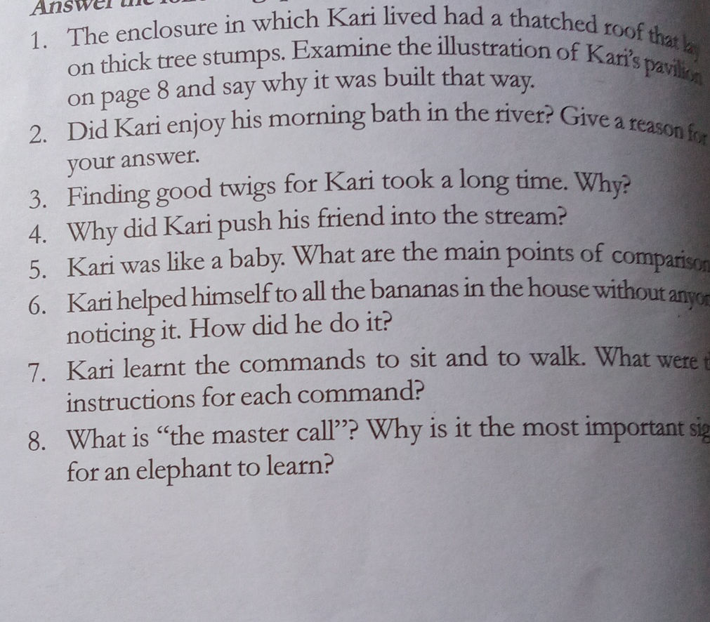 1. The enclosure in which Kari lived had a | StudyX