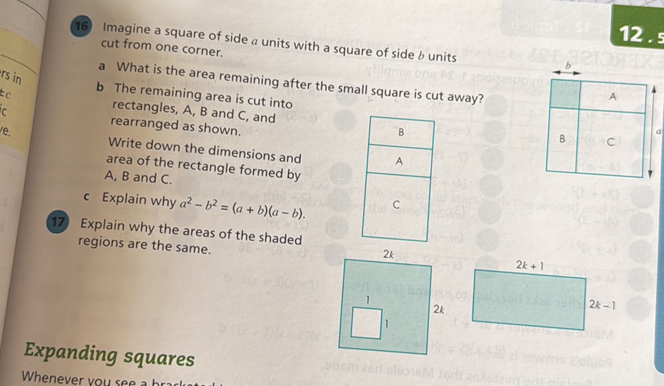 16 Imagine a square of side *a* units with a | StudyX