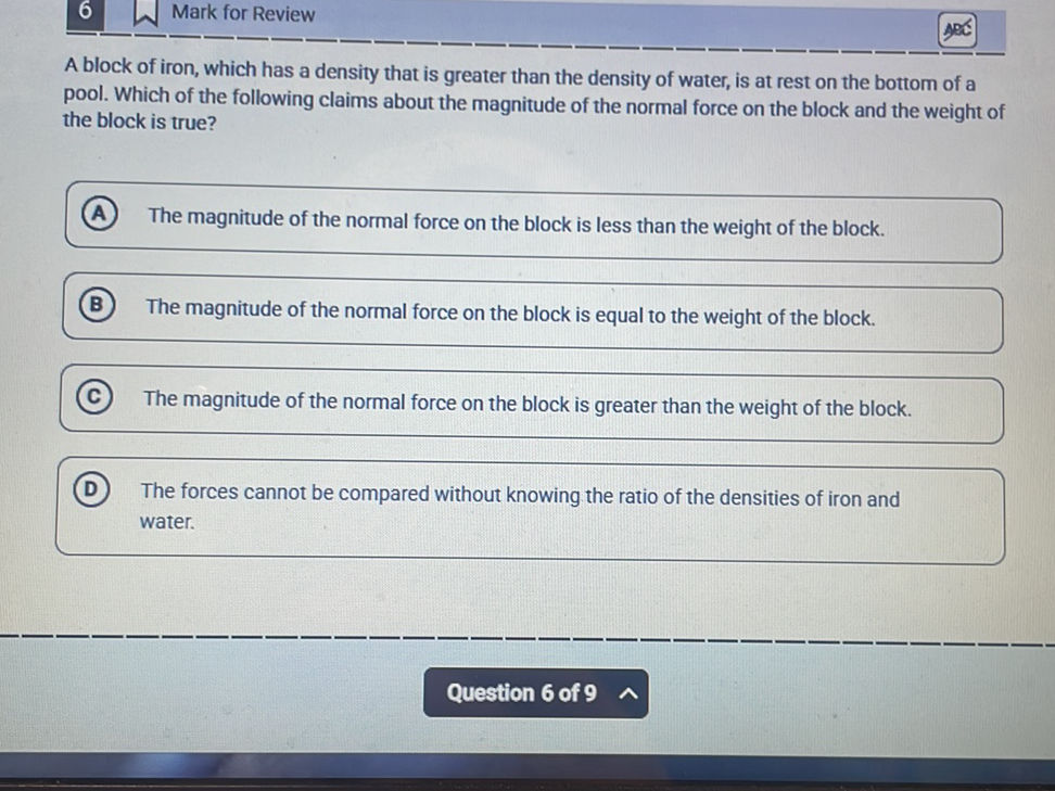 A block of iron, which has a density that is | StudyX