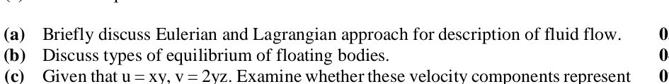 (a) Briefly discuss Eulerian and Lagrangian | StudyX