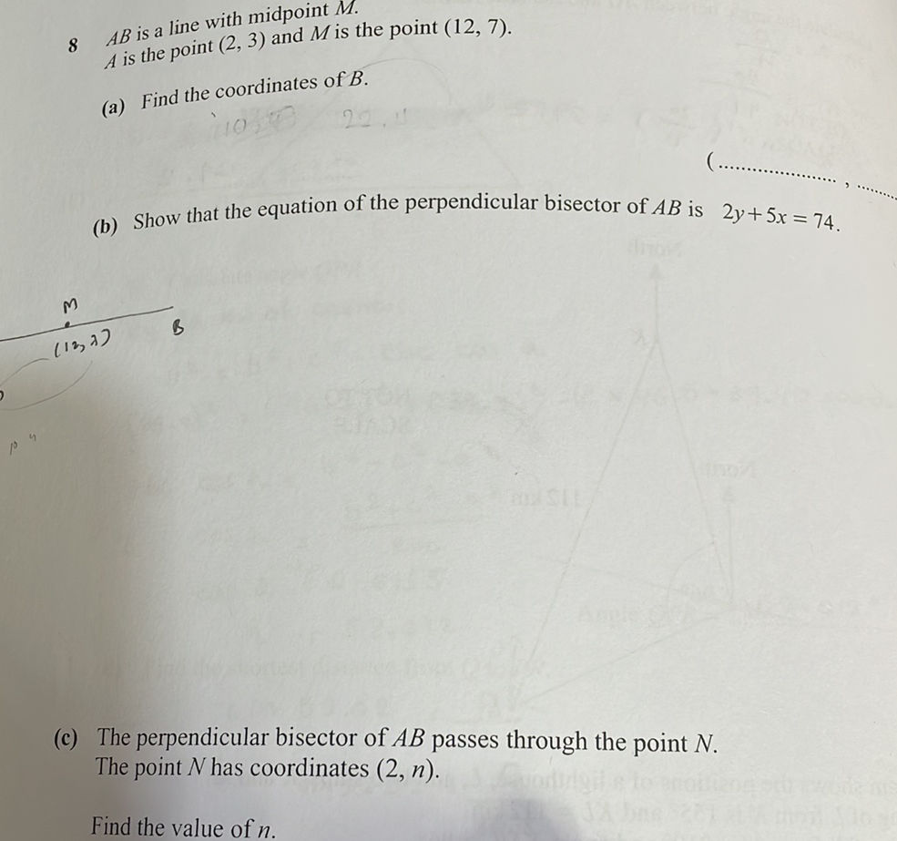 8 AB is a line with midpoint M. A is the | StudyX