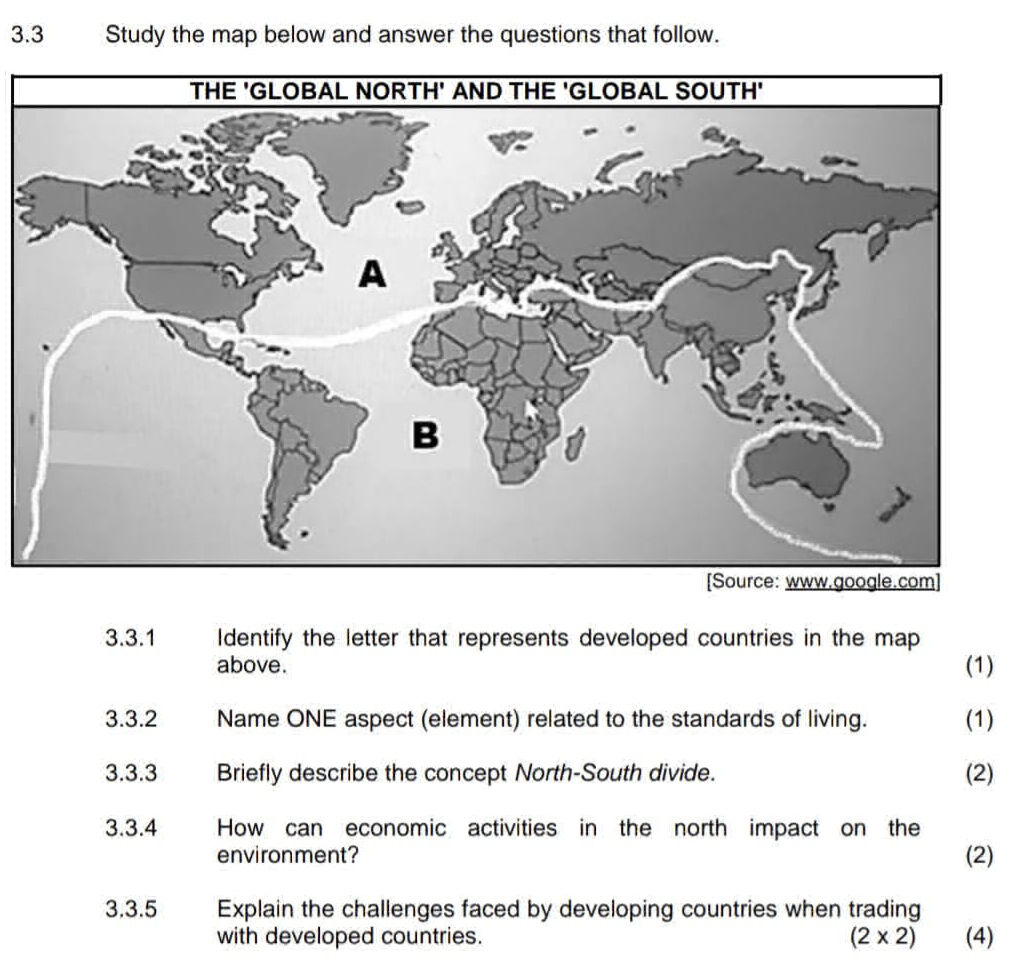 3.3 Study the map below and answer the | StudyX