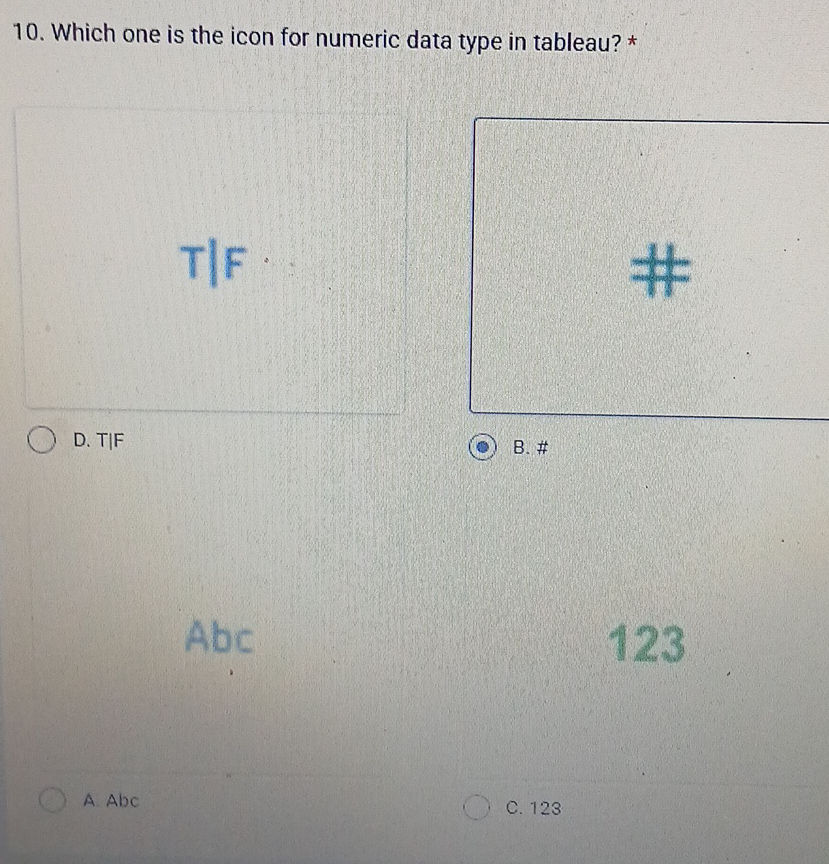 10. Which one is the icon for numeric data | StudyX