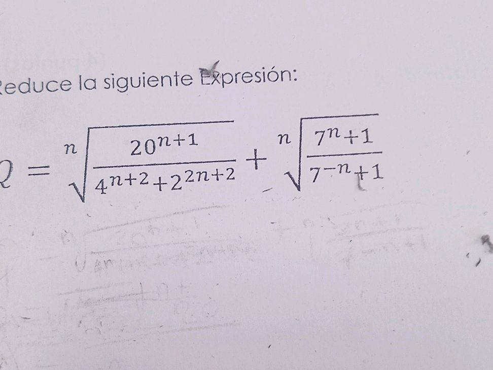 Reduce la siguiente Expresión: $Q = [n]{ | StudyX