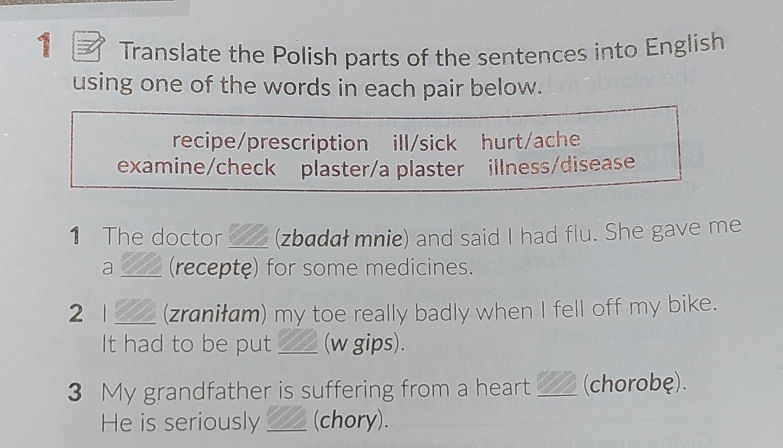 Translate the Polish parts of the sentences | StudyX
