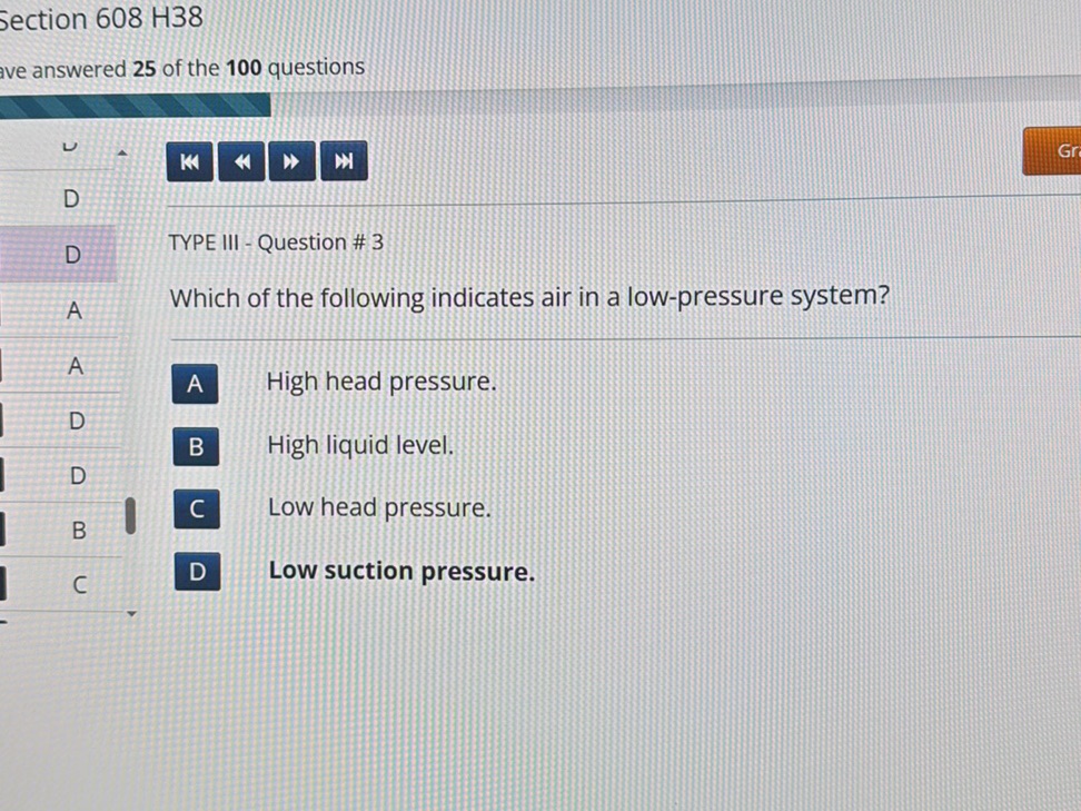 Which of the following indicates air in a | StudyX