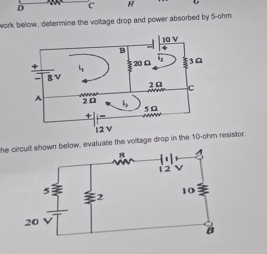 work below, determine the voltage drop and | StudyX