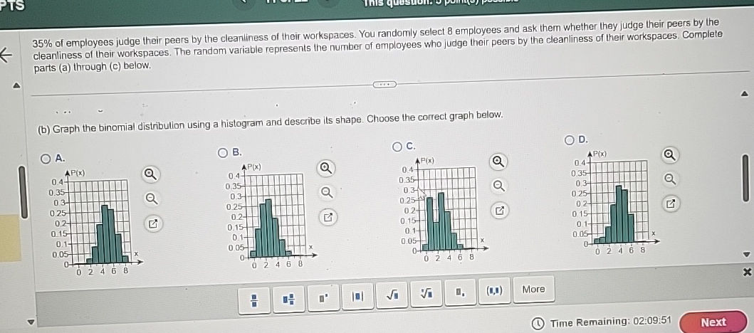 (b) Graph the binomial distribution using a | StudyX