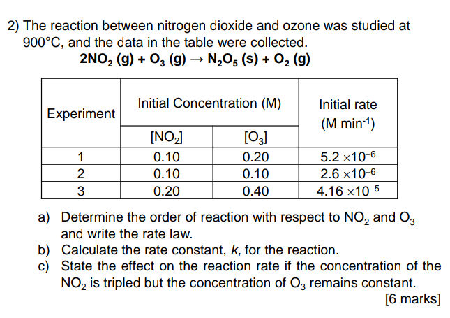 2) The reaction between nitrogen dioxide and | StudyX