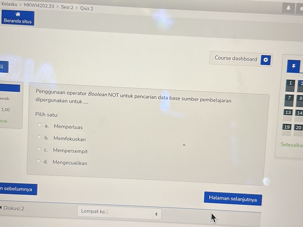 Penggunaan operator Boolean NOT untuk | StudyX