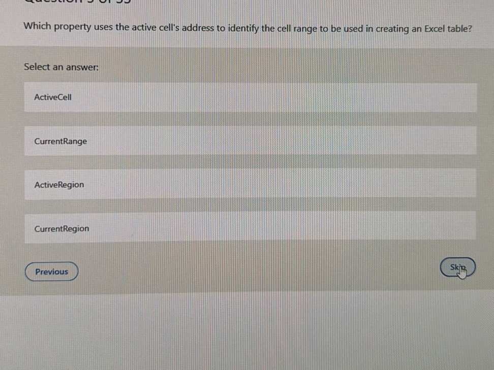 Which property uses the active cell's | StudyX