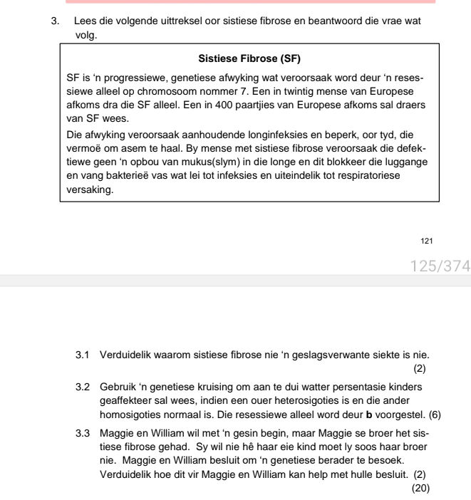 3. Lees die volgende uittreksel oor sistiese | StudyX