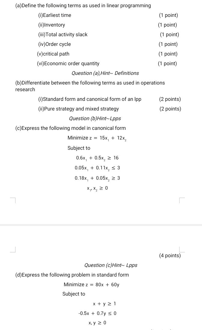 (a) Define the following terms as used in | StudyX