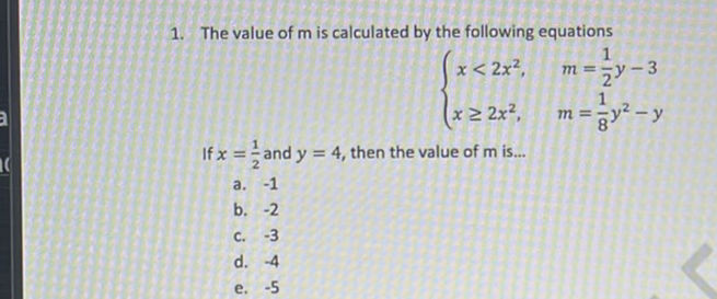 1. The value of m is calculated by the | StudyX