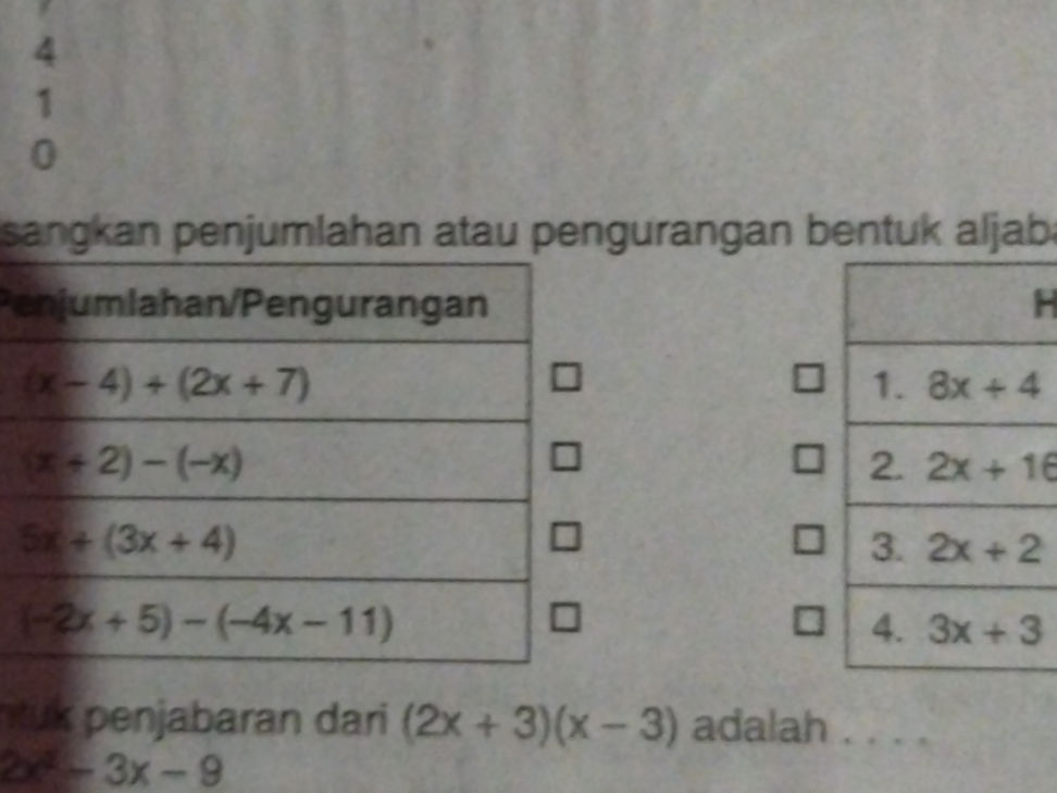 Pasangkan penjumlahan atau pengurangan | StudyX