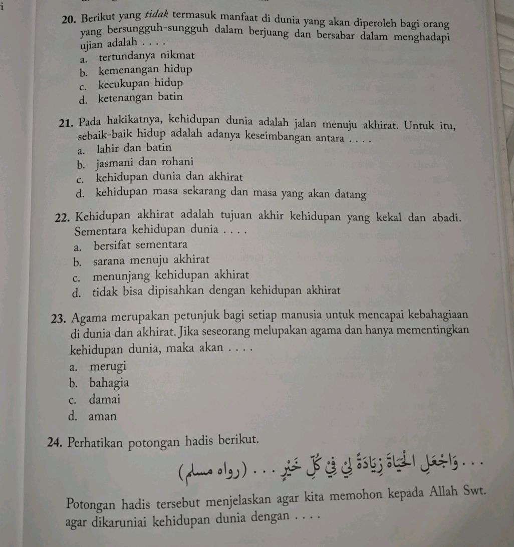 20. Berikut yang tidak termasuk manfaat di | StudyX