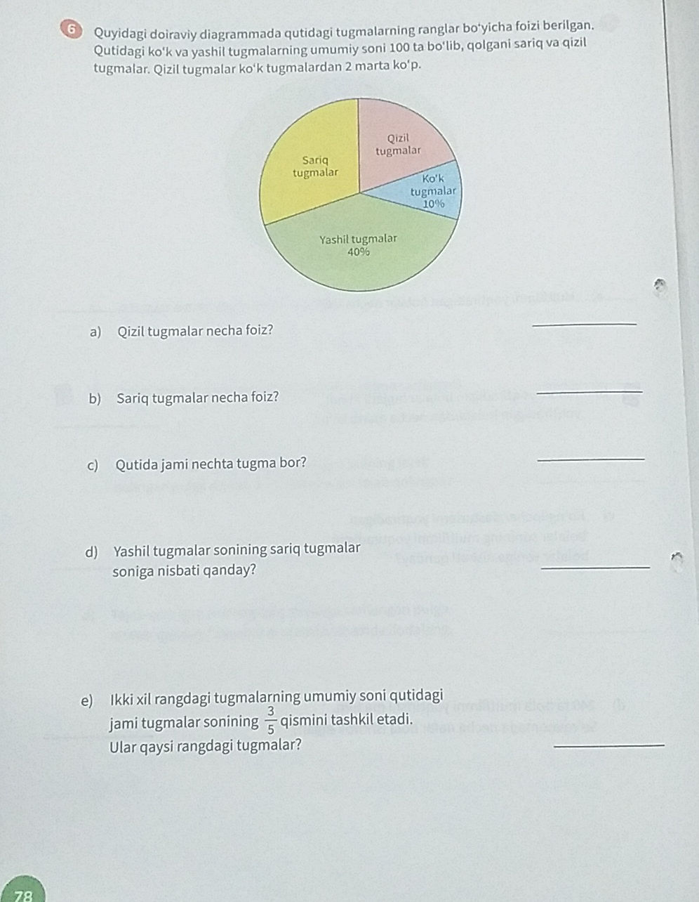 6 Quyidagi doiraviy diagrammada qutidagi | StudyX