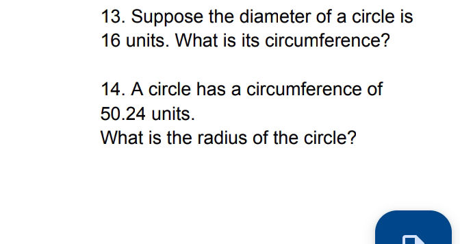 Suppose the diameter of a circle is 16