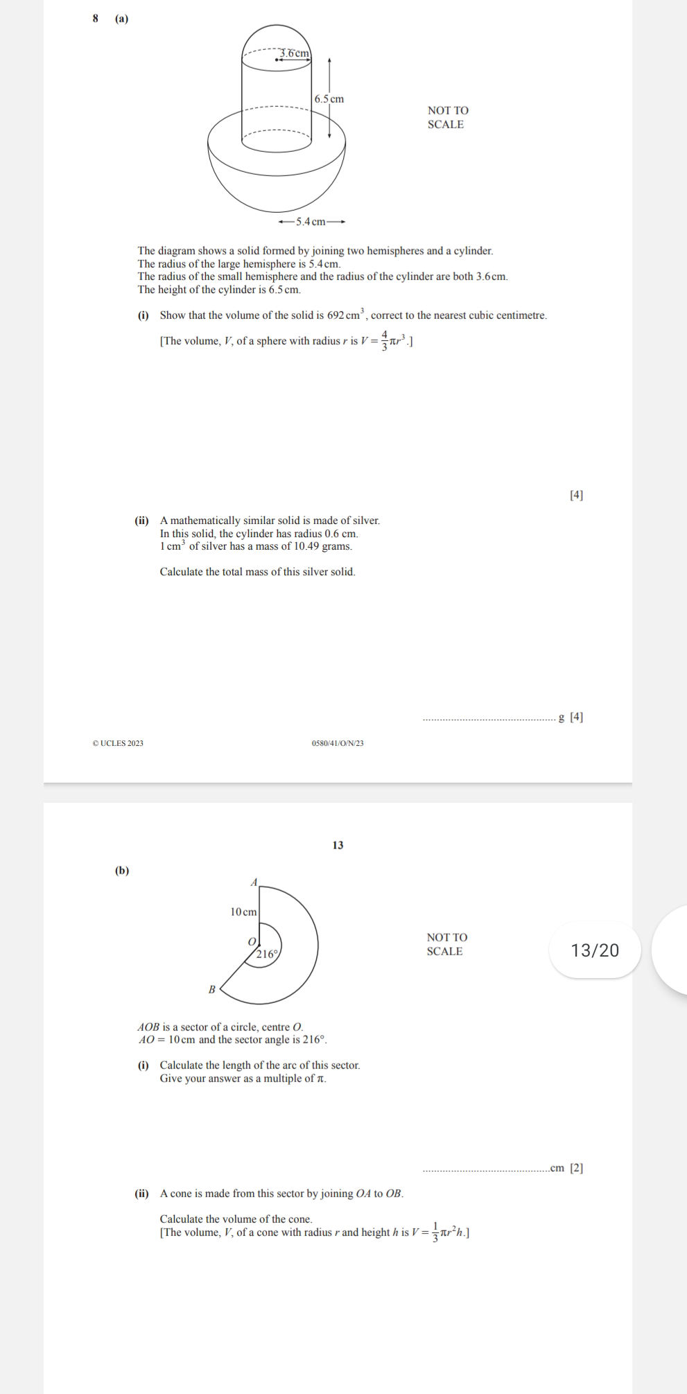 (a) The diagram shows a solid formed by | StudyX