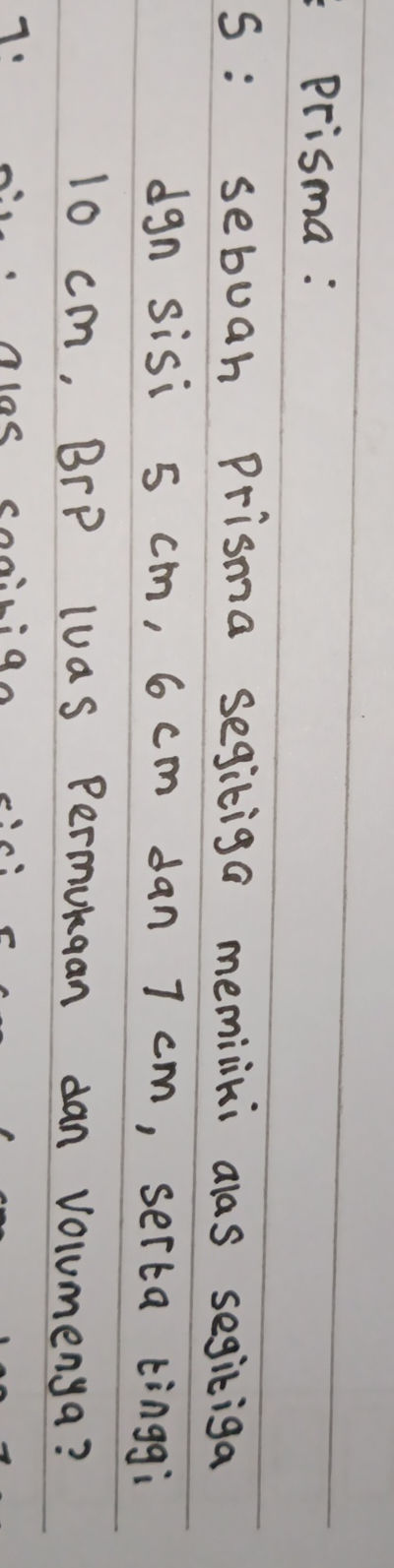 5: sebuah Prisma segitiga memiliki alas | StudyX