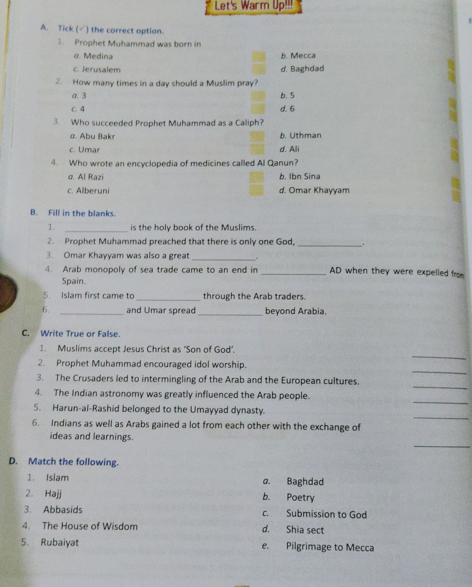 A. Tick ( ) the correct option. 1. Prophet | StudyX