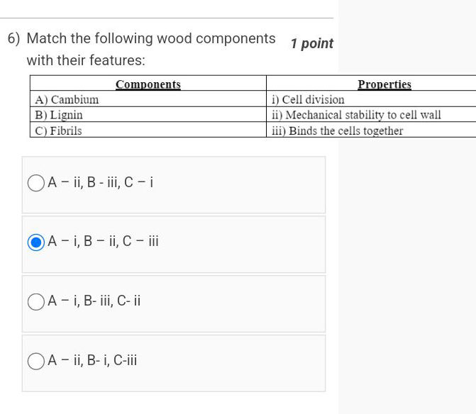 6) Match the following wood components with | StudyX