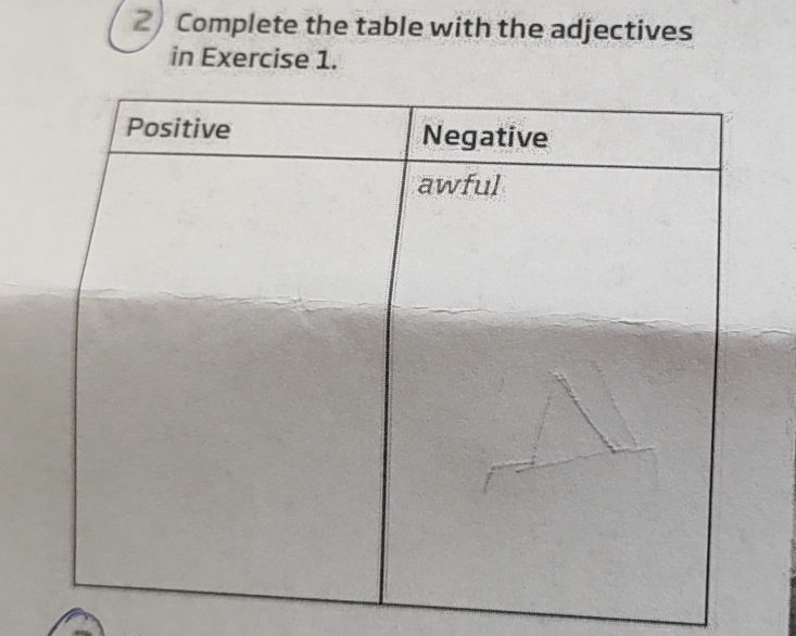 Complete the table with the adjectives in | StudyX
