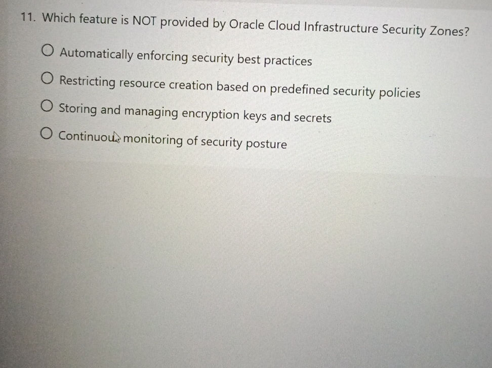 11. Which feature is NOT provided by Oracle | StudyX