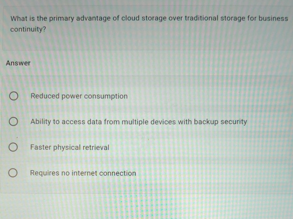 What is the primary advantage of cloud | StudyX